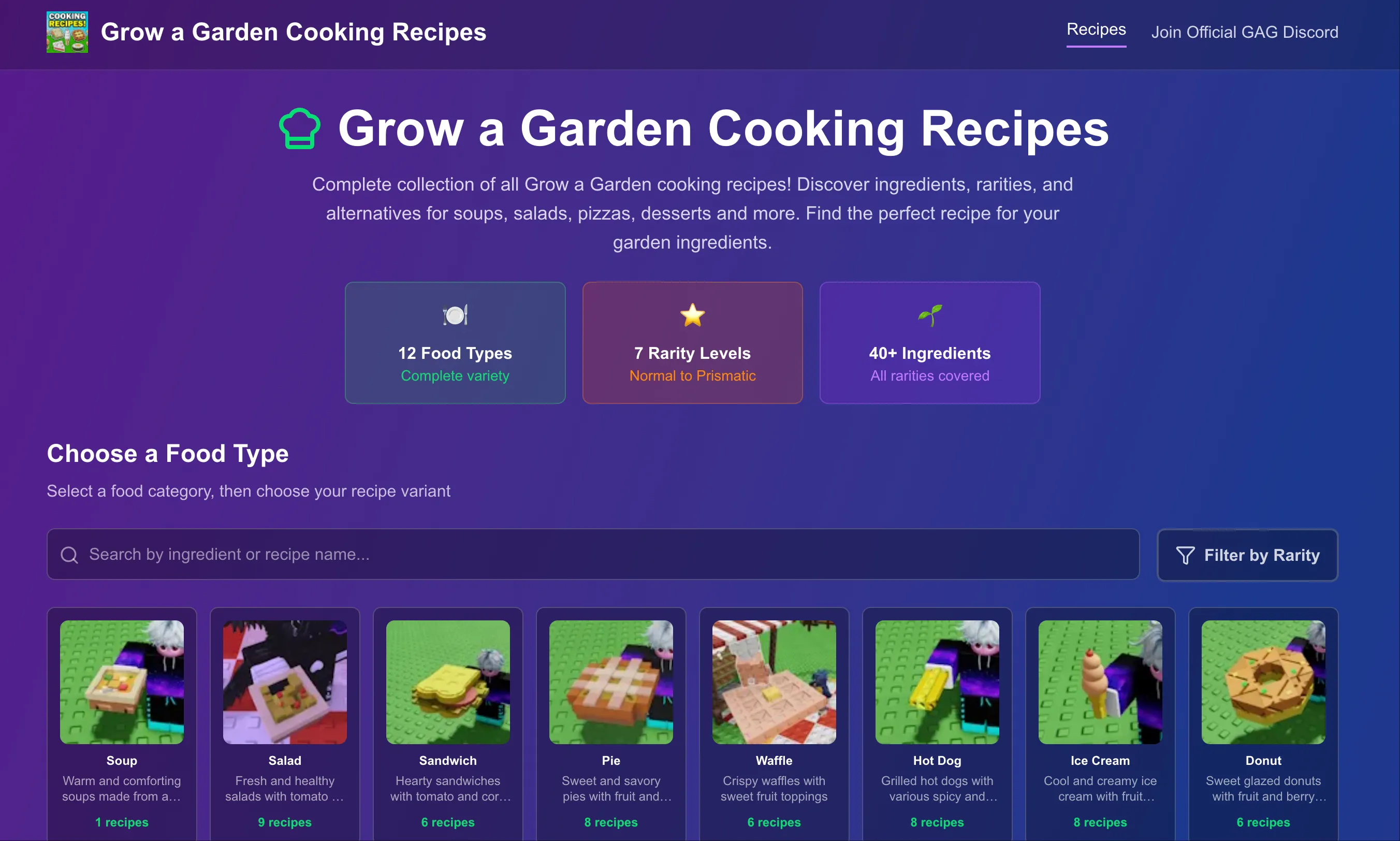 Grow a Garden Cooking Recipes Guide - Recipe Collection